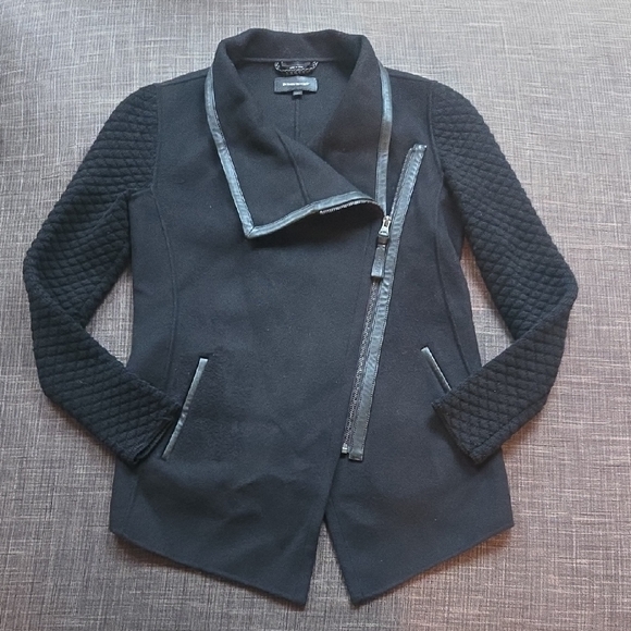 Mackage | Jackets & Coats | Mackage Black Wool Leather Trim Jacket ...